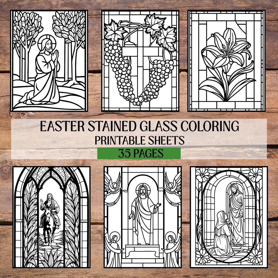 Easter Stained Glass Coloring Pages | 35 Christian Printable Sheets ...