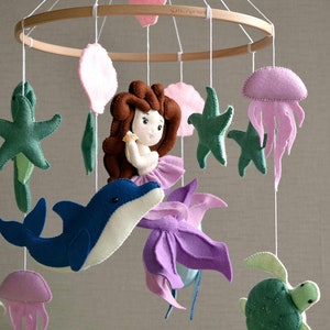 Mermaid Nursery, Mermaid Baby Girl Mobile, Blue Whale, Ocean Baby ...