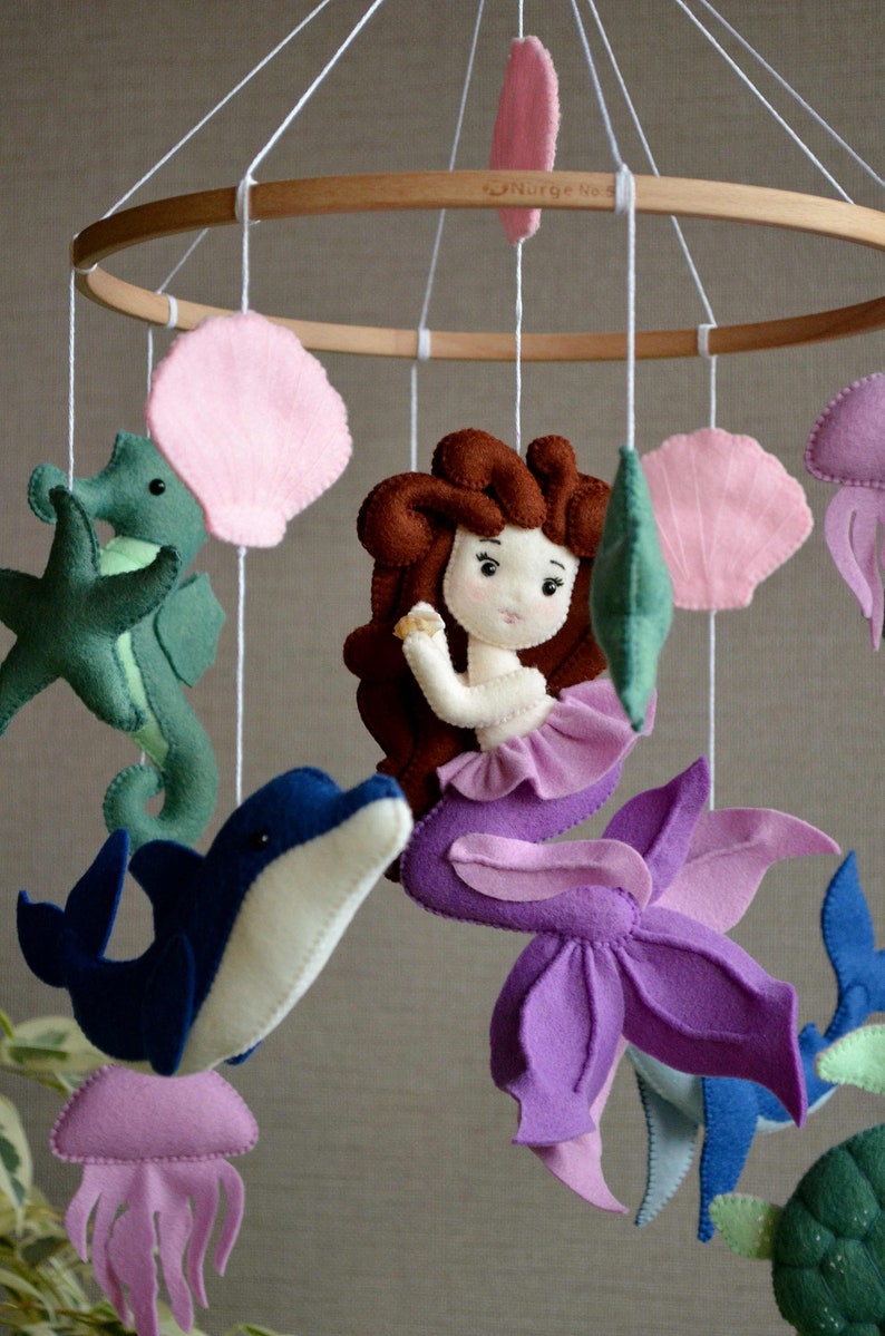 Mermaid nursery Mermaid baby girl mobile Blue whale Ocean | Etsy