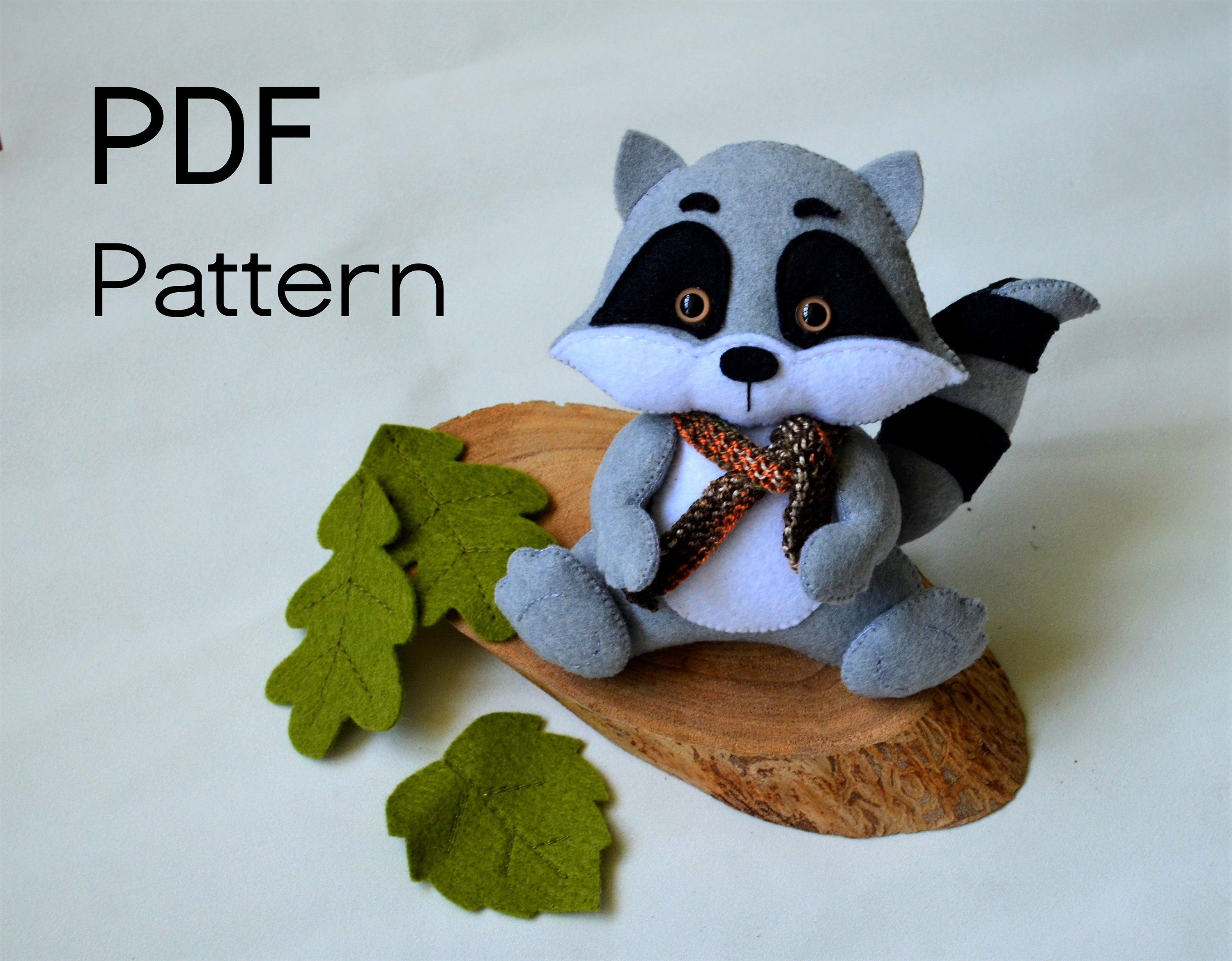 Raccoon pattern toy felt sewing / Raccoon ornament / PDF | Etsy