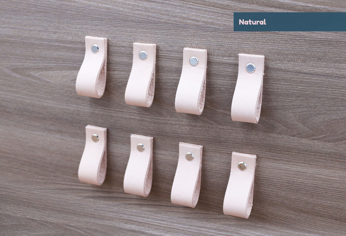 4 Colours, Handmade Leather Pull Handles / Drawer Pulls / Loop Pulls ...