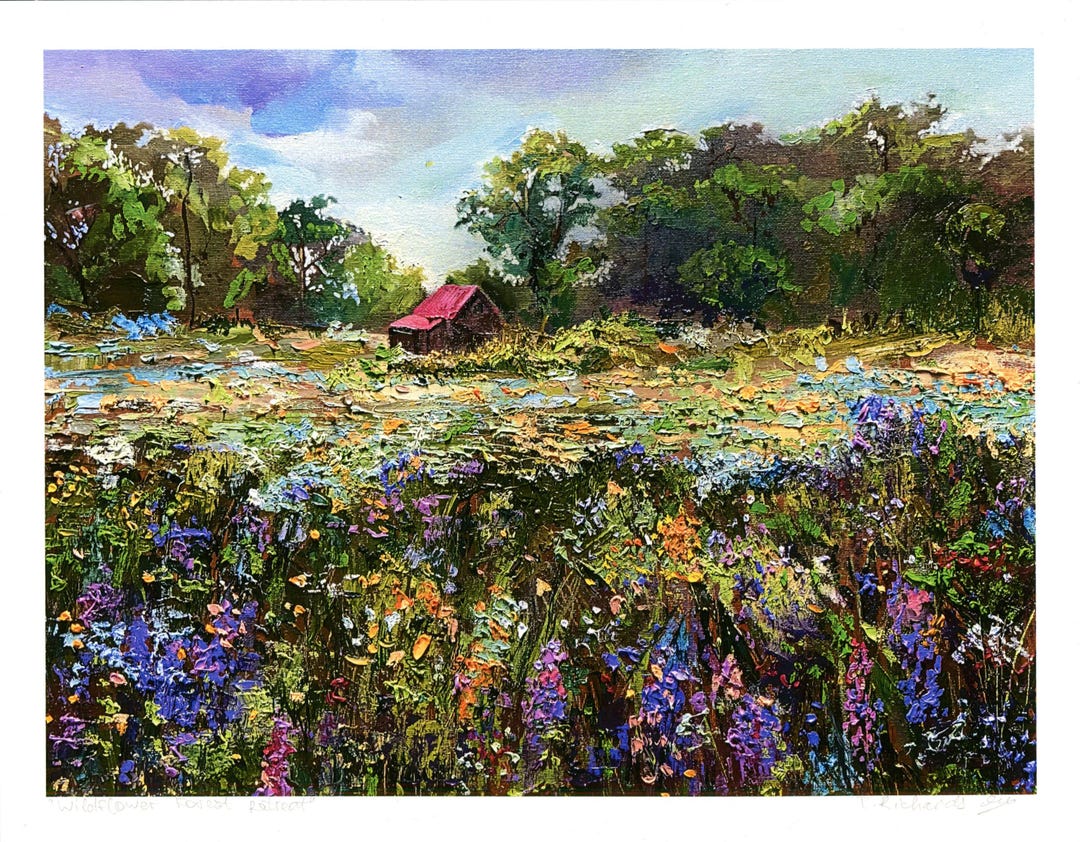 Meadow PRINT 8.5x11 Signed Unframed Small Forest Poster Lupine Pastoral ...