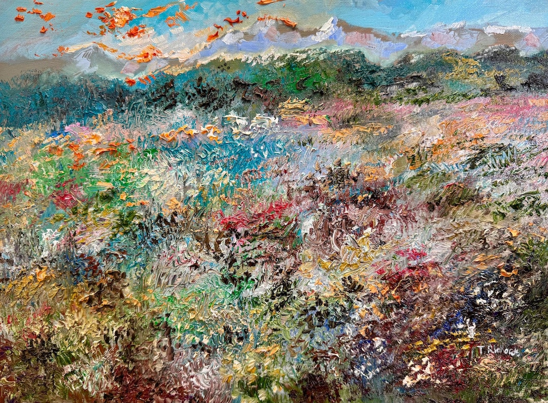 Windflower Forest Oil Painting ORIGINAL Art 12x16”, Landscape Floral ...