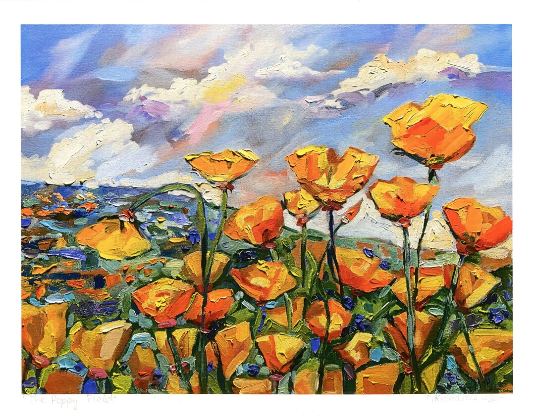 California Poppy Field PRINT Letter Size 8.5x11 Signed Unframed Small ...