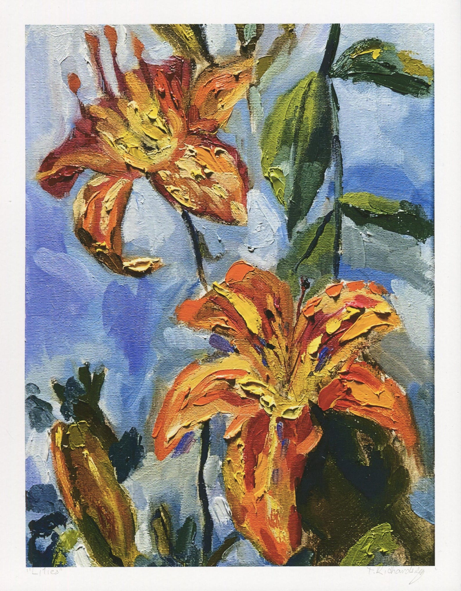 Lily PRINT Signed Unframed Small Poster Orange Lilies Prints Botanical ...