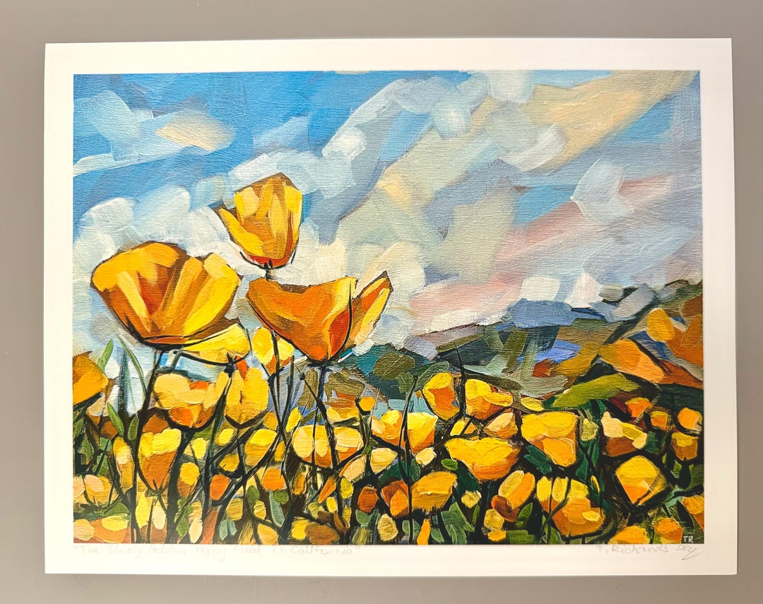 California Poppy Field PRINT Letter Size 8.5x11 Signed Unframed Small ...