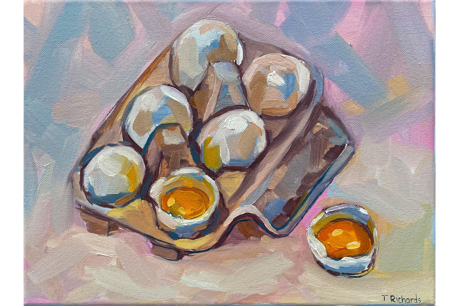 Egg Oil Painting ORIGINAL Art Food Artwork Breakfast Still - Etsy