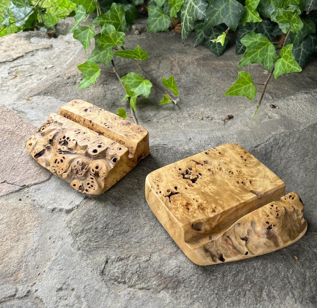 Unique Wooden Phone Stand, Made to Order Phone Holder, Poplar Burl ...