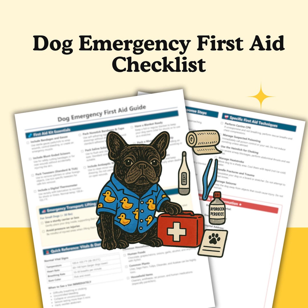 Dog Emergency First Aid Checklist| PDF Printable - Etsy