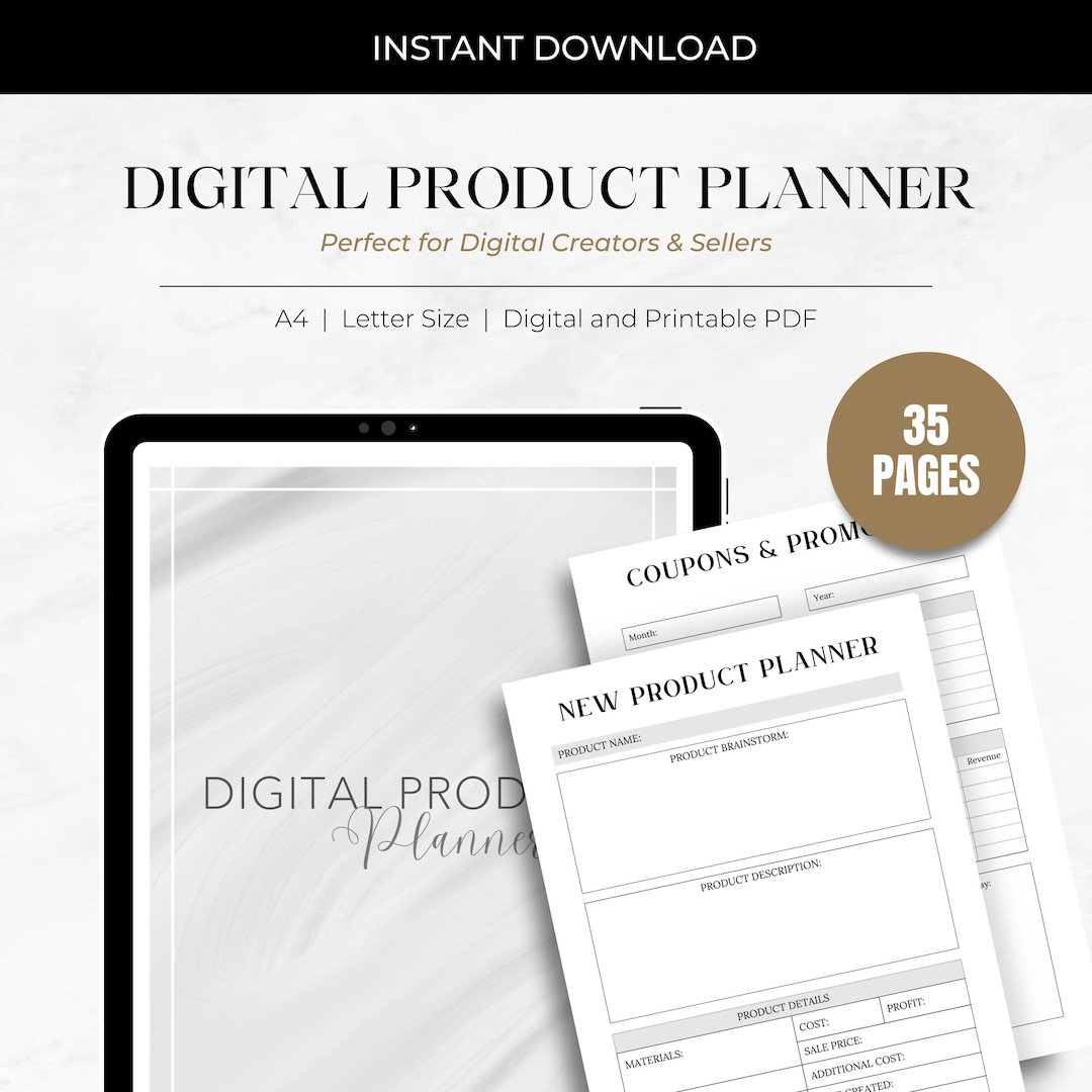 Easy Digital Product Planner, Printable PDF for Entrepreneurs and Small ...