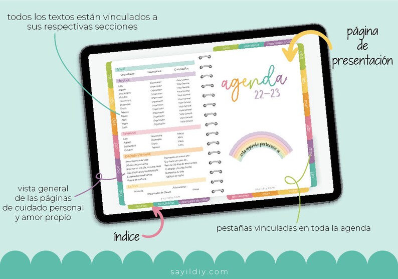 Agenda Escolar 22-23 DIGITAL PDF interactivo compatible con Goodnotes ...