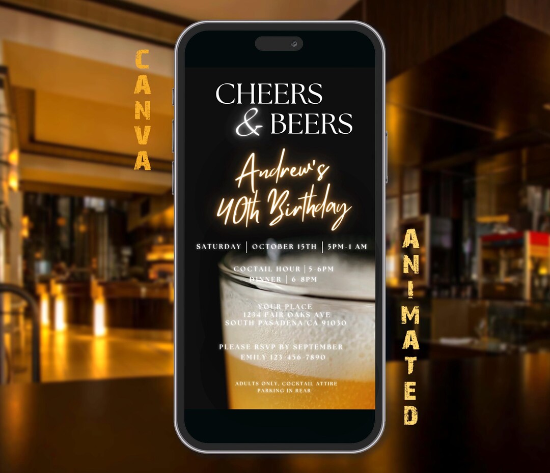 Beer Mugs Invitation,men's Video Template,pub Surprise, Bar Save the ...