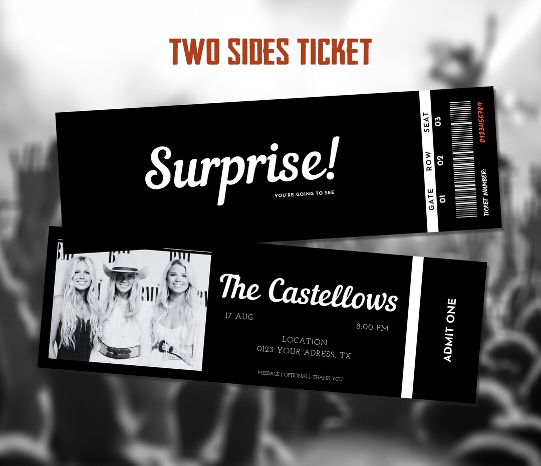 Editable Concert Ticket Template,surprise Custom Concert Ticket Gift ...