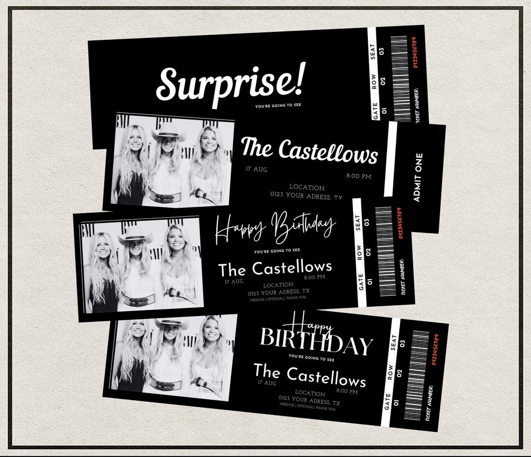 Editable Concert Ticket Template,surprise Custom Concert Ticket Gift ...