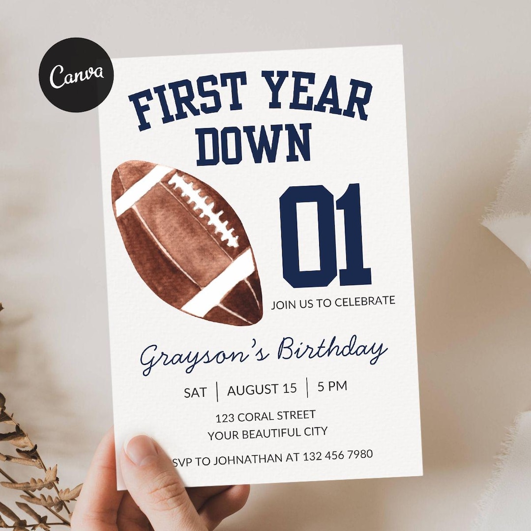First Birthday Football Invitation: Custom Sports Template (PDF, JPG ...