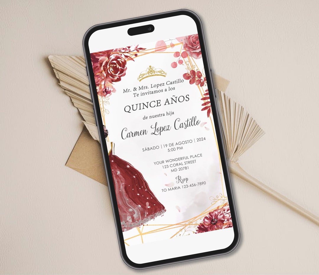 Quinceanera Animated Mobile Invitation,digital Quince Anos Floral Video ...