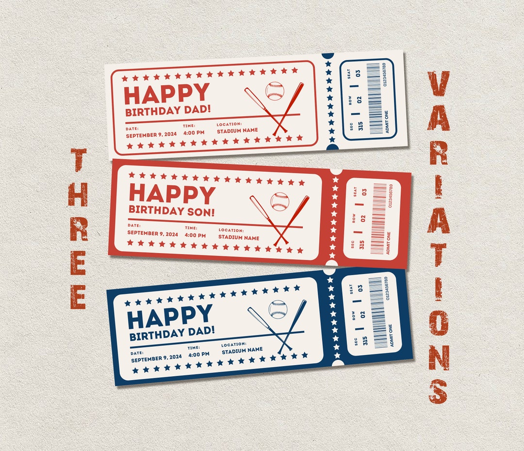 Editable Baseball Ticket Template,surprise Custom Baseball Ticket Gift ...