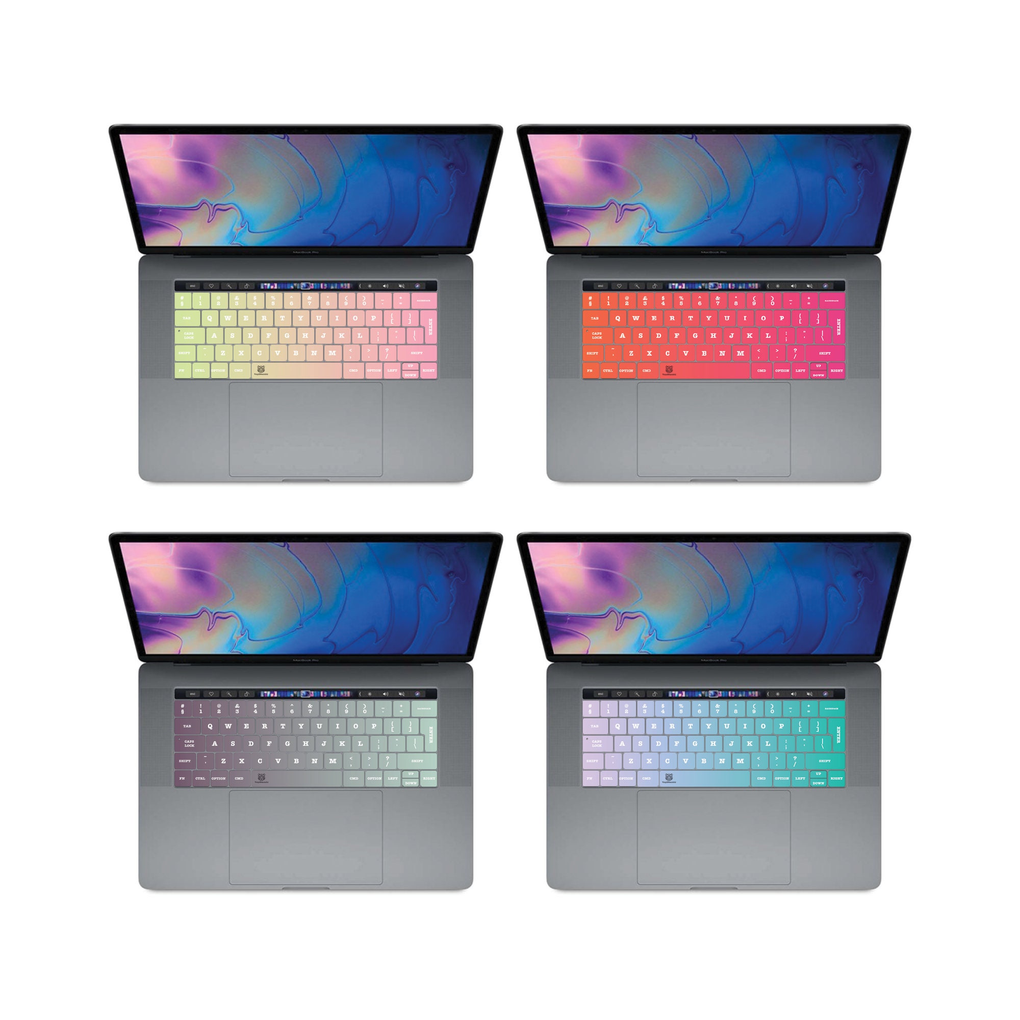 ISO/EU Layout Gradient Keyboard Decal Laptop Skin Vinyl for - Etsy