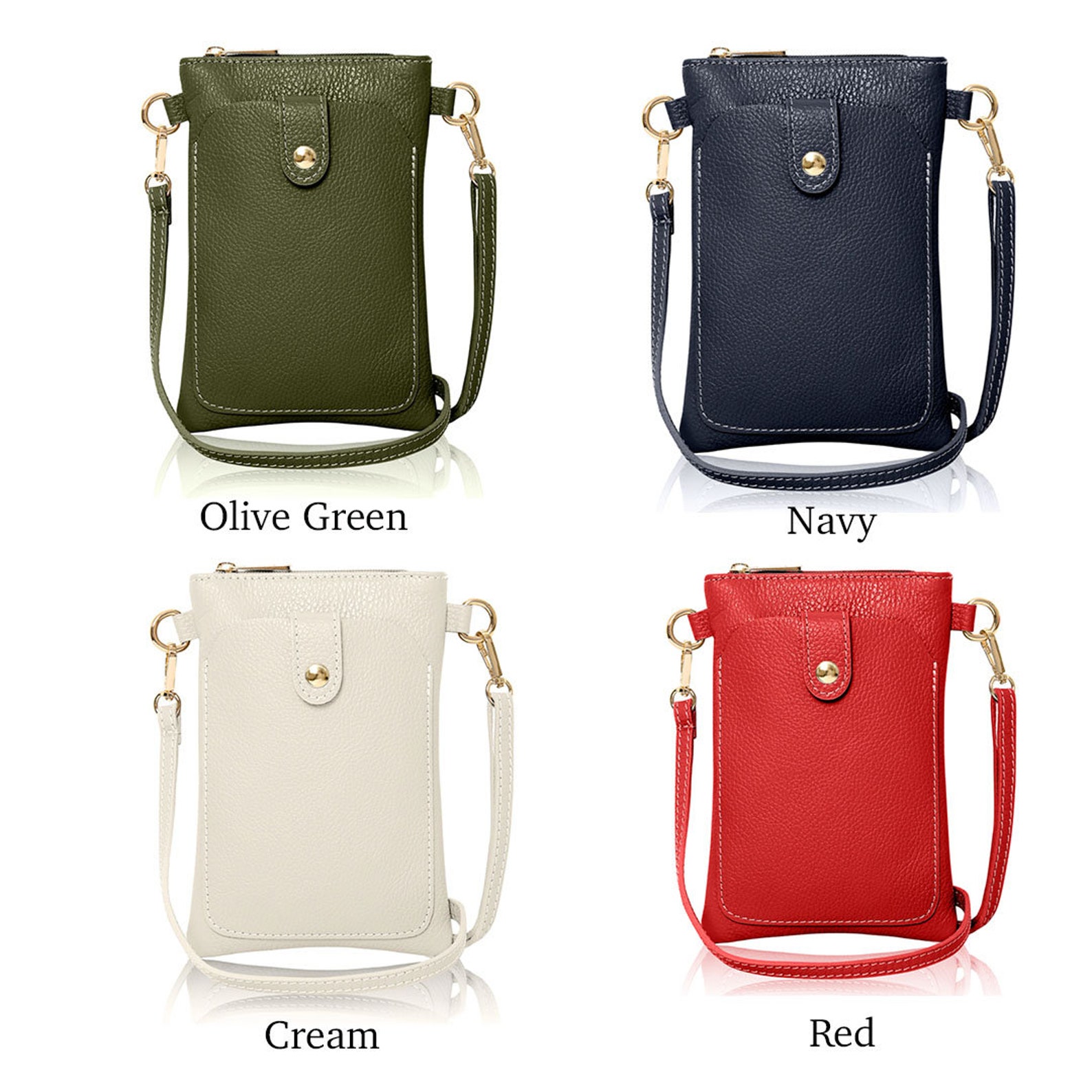 Personalized Leather Phone Bag, Various Colors - Etsy