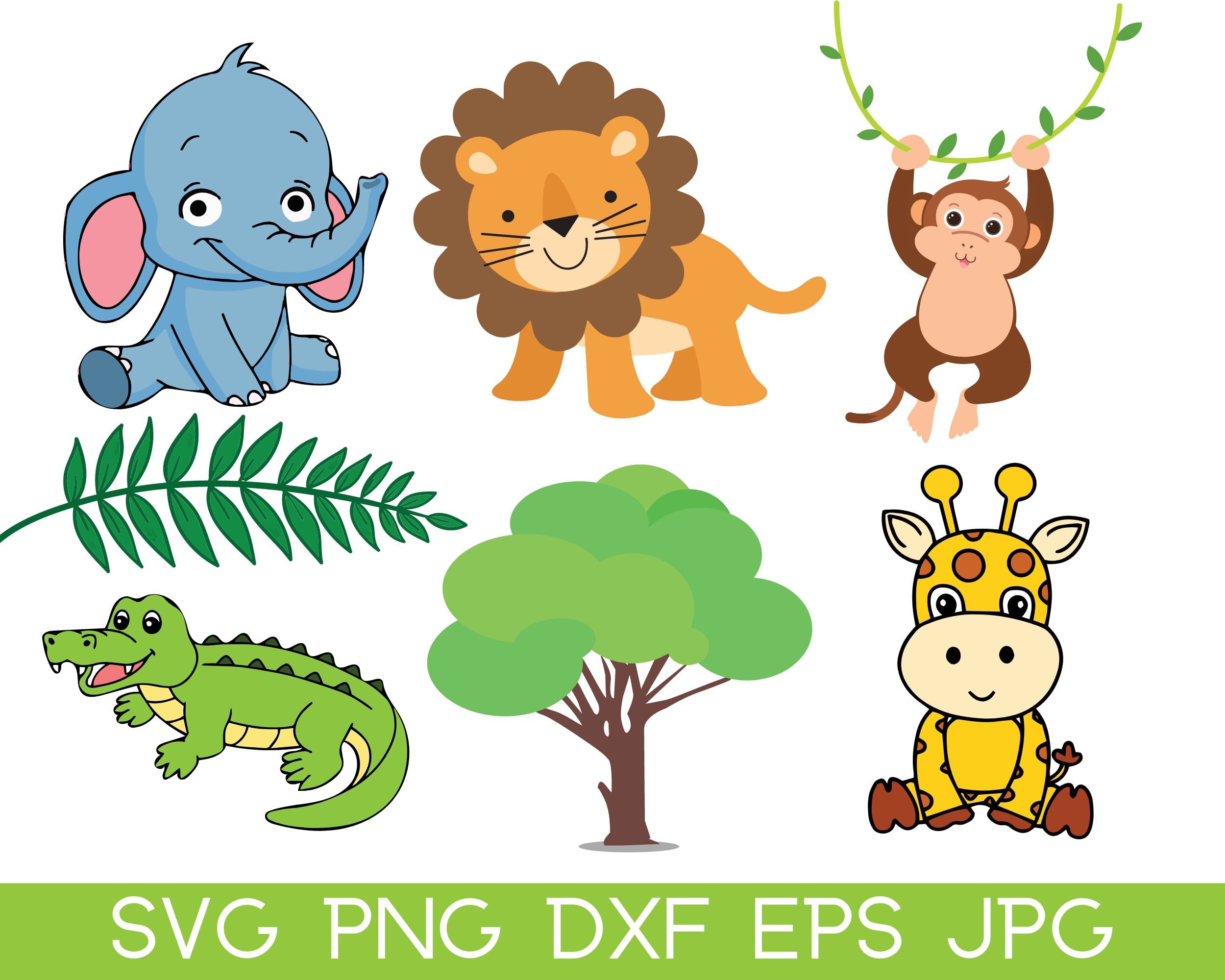 15 SVG Files of Jungle Animals, Jungle Animals PNG, Childrens Tshirts ...