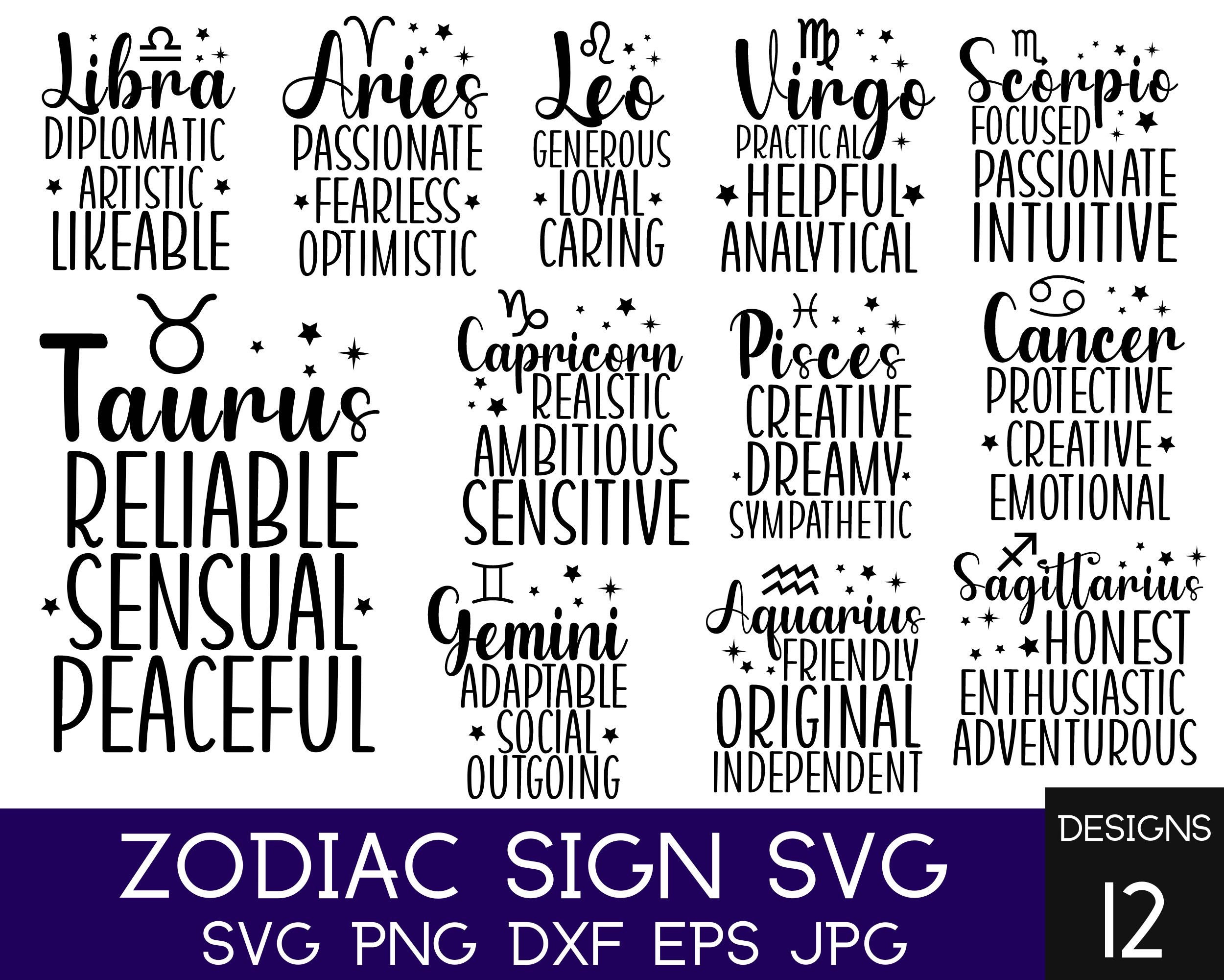 Zodiac SVG Bundle, Horoscope SVG, Astrology SVG, Birth Sign Svg ...