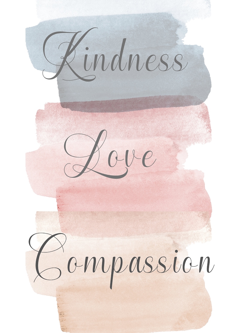Kindness Love Compassion Digital Print Wall Art, Art Deco Wall Art ...