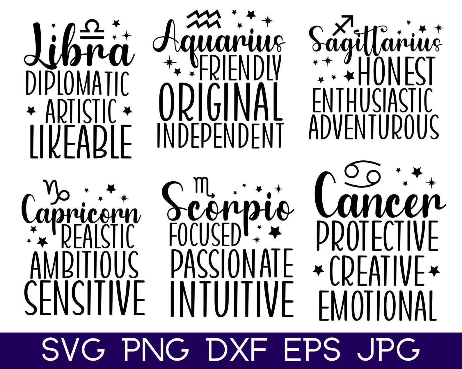 Zodiac SVG Bundle, Horoscope SVG, Astrology SVG, Birth Sign Svg ...
