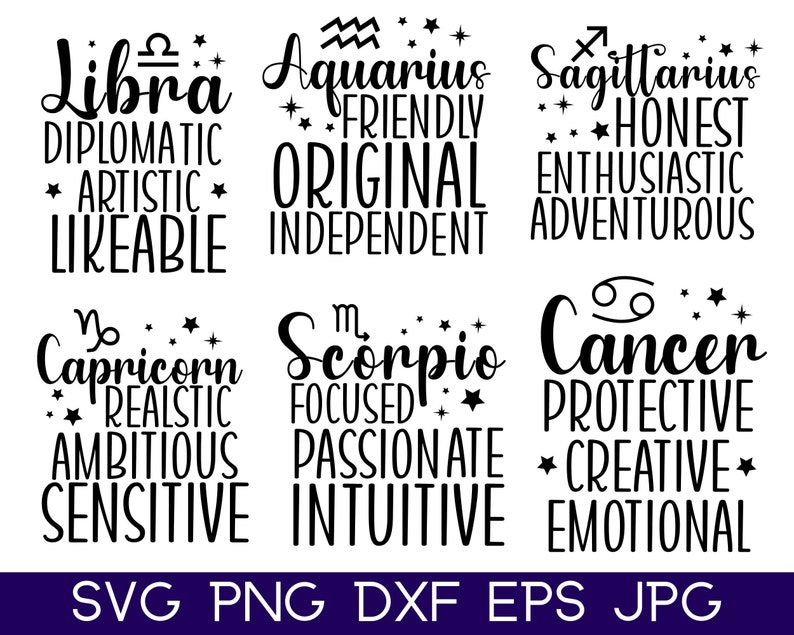 Zodiac SVG Bundle, Horoscope SVG, Astrology SVG, Birth Sign Svg ...