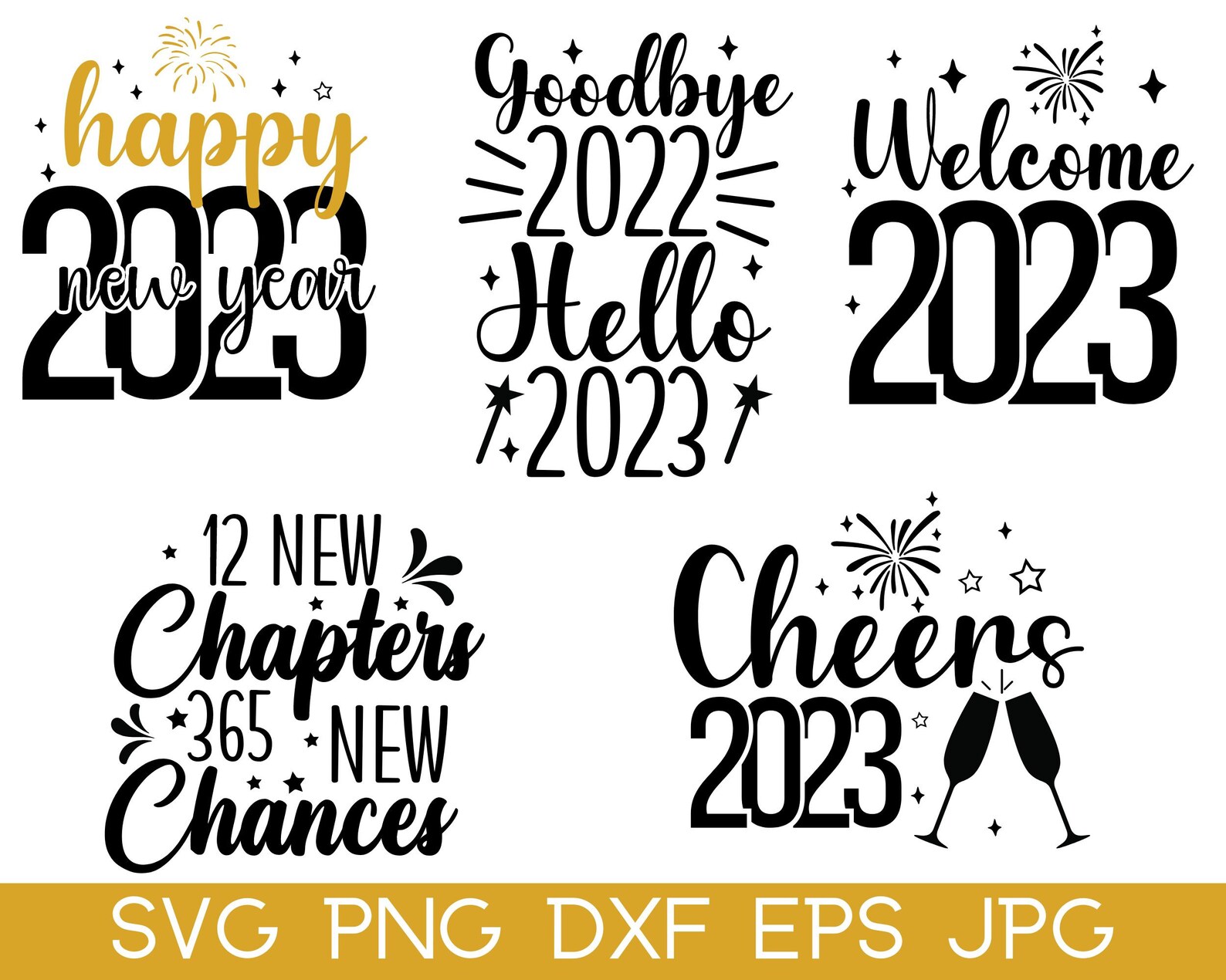NEW YEARS Svg Bundle Happy New Years 2023 SVG Print on - Etsy