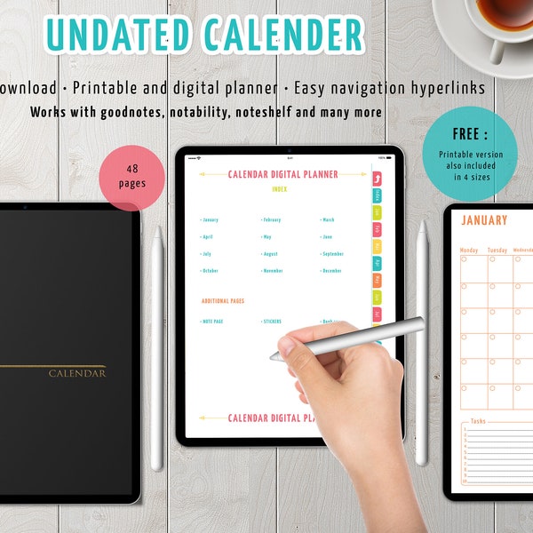Undated Calendar - Etsy