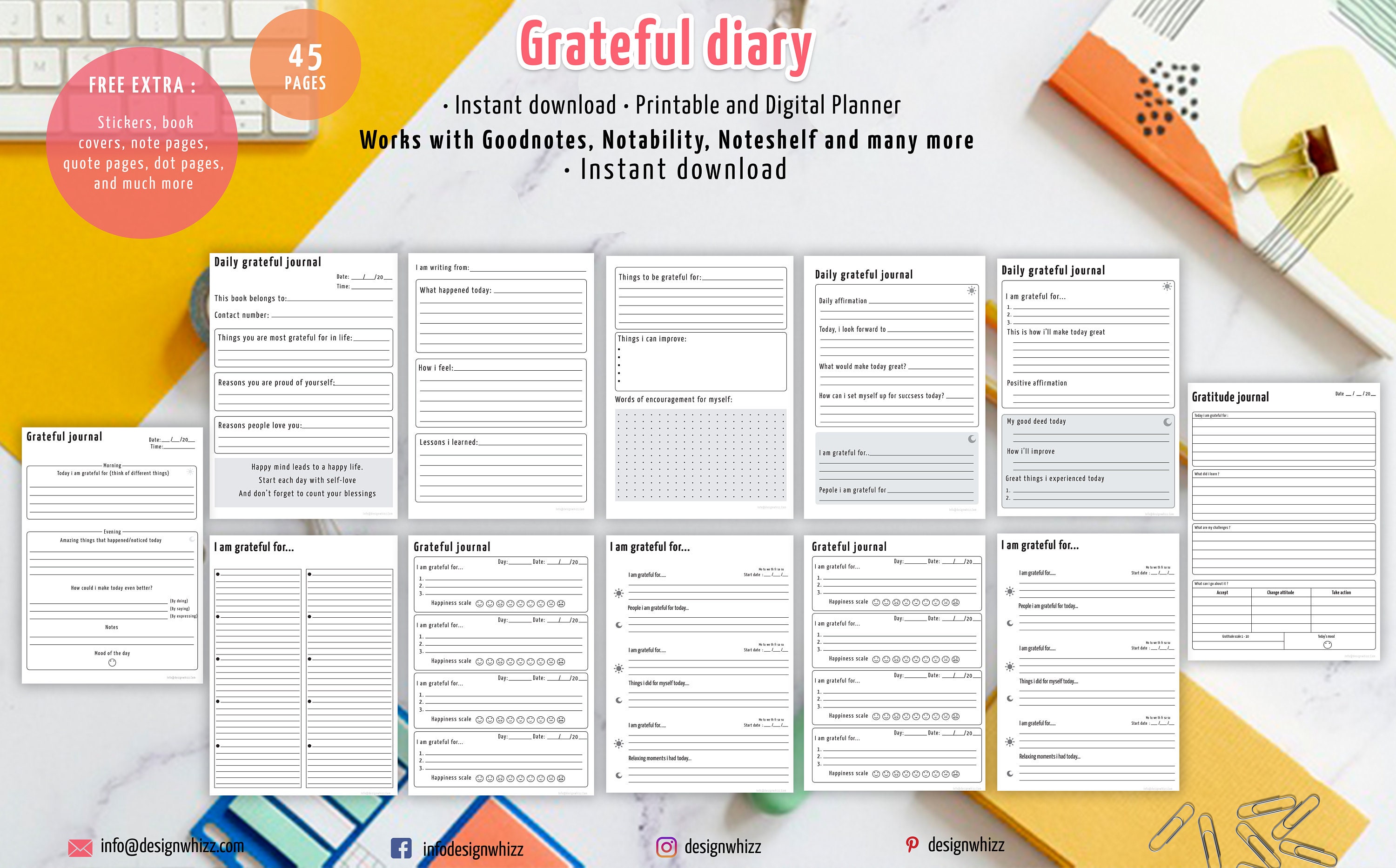 4 in 1 Mental Health Bundle, Mindfulness Diary, Grateful Diary, Mindset ...