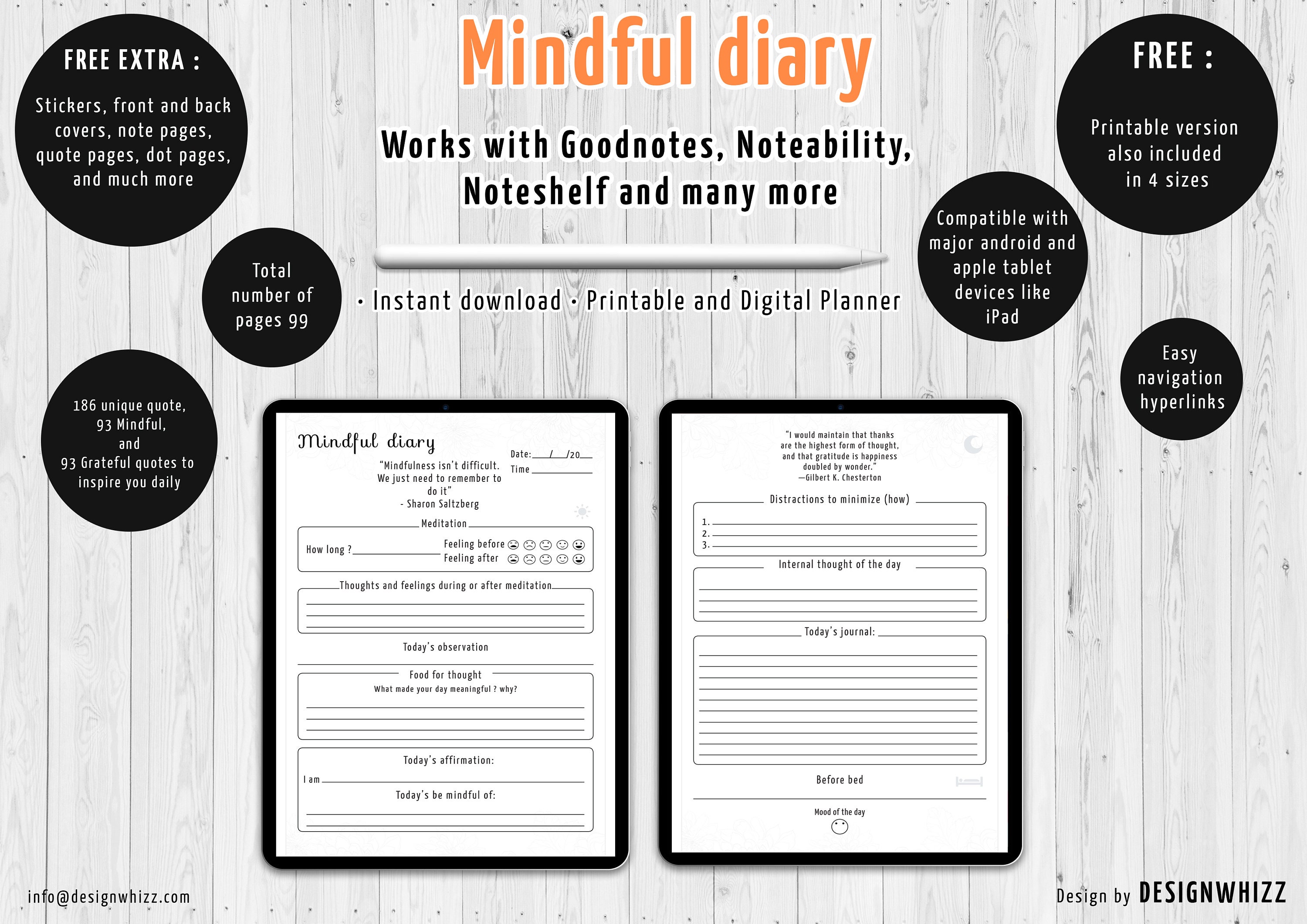 4 in 1 Mental Health Bundle, Mindfulness Diary, Grateful Diary, Mindset ...
