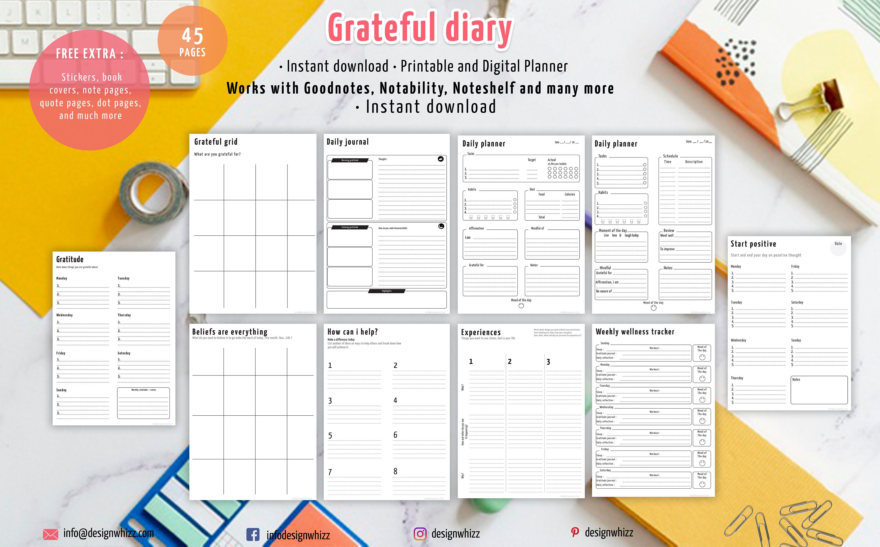 4 in 1 Mental Health Bundle, Mindfulness Diary, Grateful Diary, Mindset ...