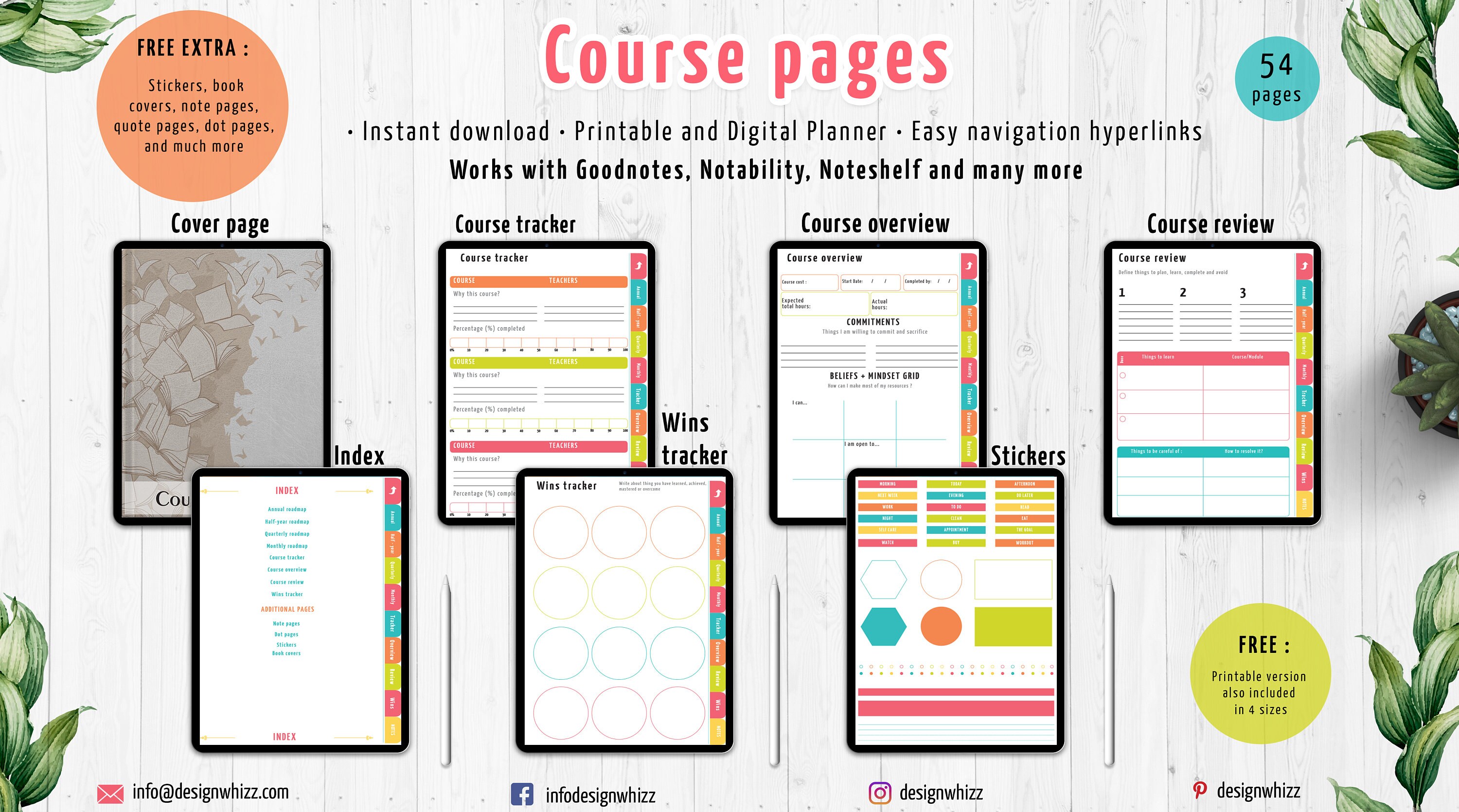 Online Course Planner Bundle, Course Schedule, Online School Planner ...