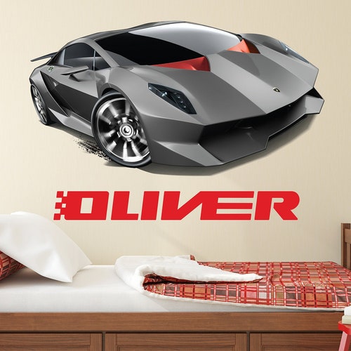 Personalized Name Wall Decal Lamborghini Wall Art Racing Car - Etsy