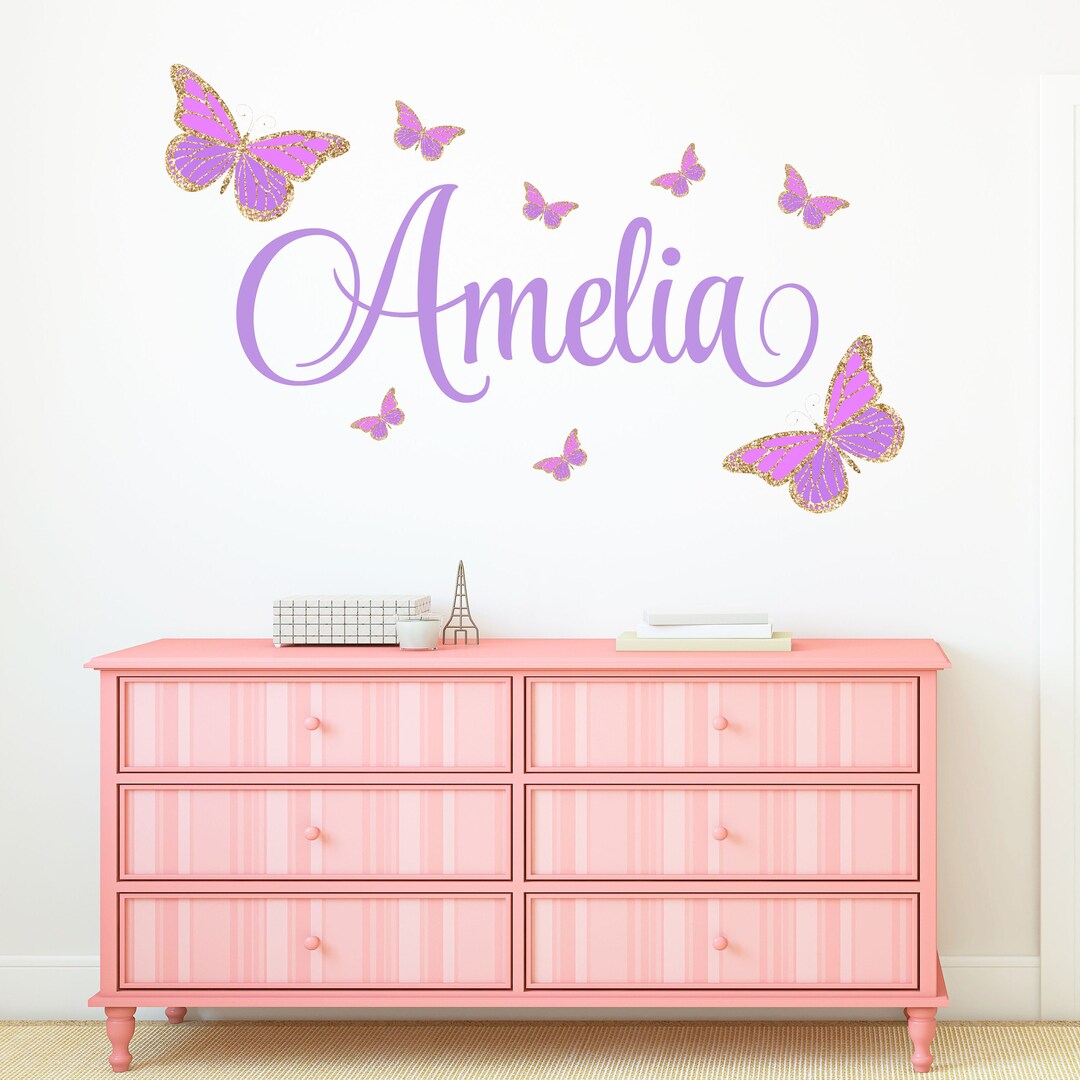 Butterfly Wall Decals - Custom Name Wall Decal – Baby Girl Nursery Wall ...