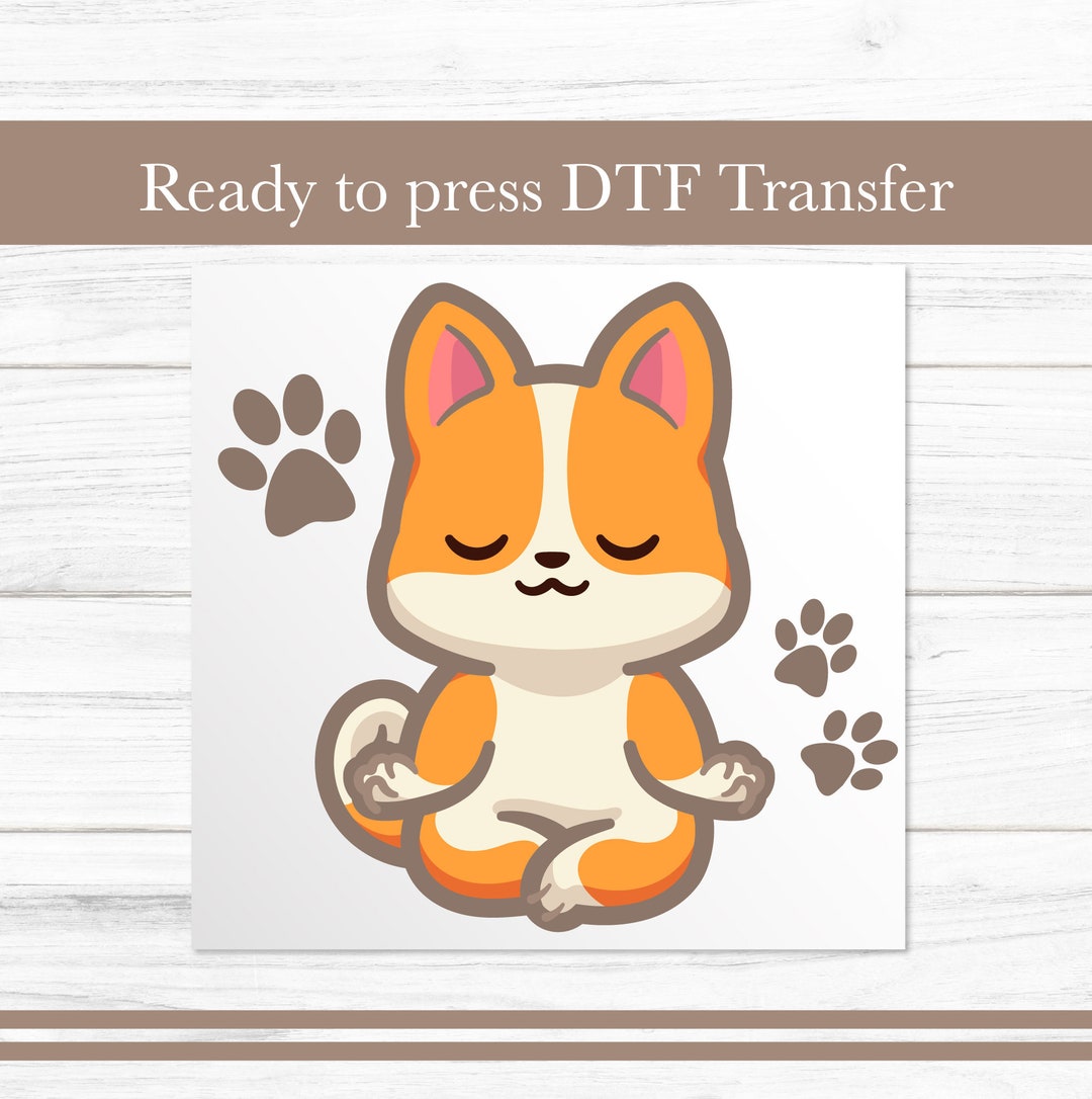 Meditation Cat DTF Transfer for Kids - Funny Heat Press DTF Transfers ...