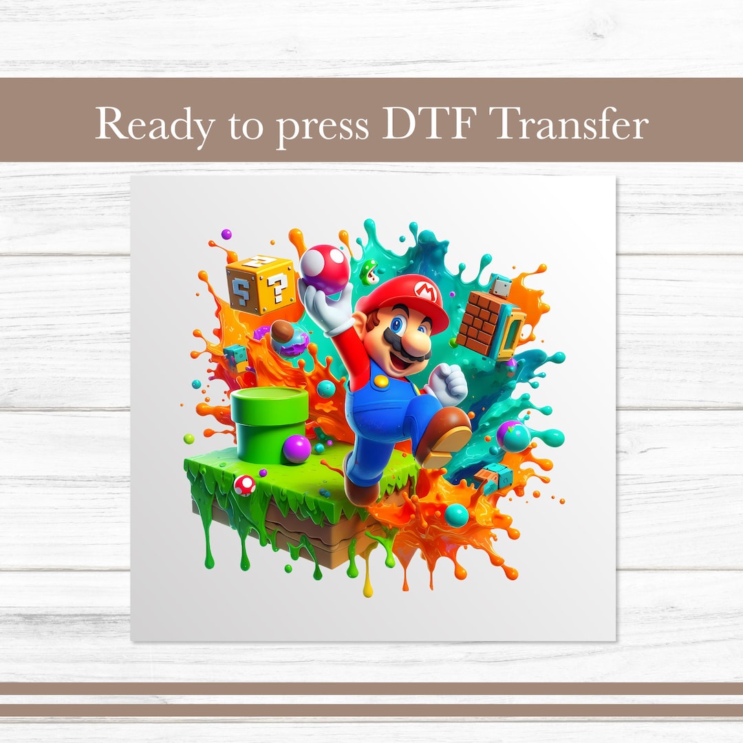 Videogame DTF Transfer, Super Design, Ready-to-press Graphic for ...