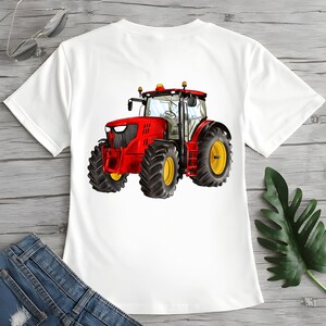 Tractor DTF Transfer, Red Tractor Design for Kids Apparel T Shirts ...