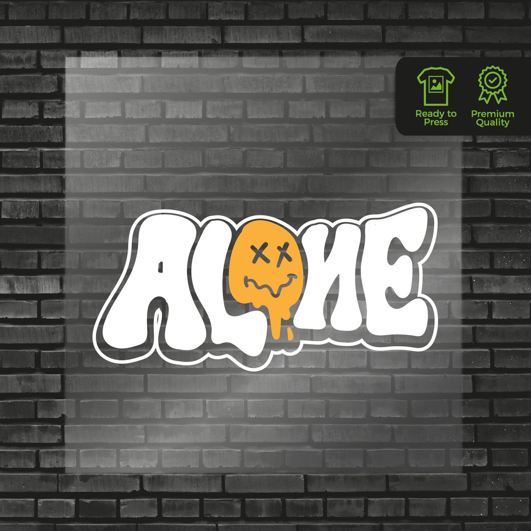 Alone DTF Transfer, Smiley Face Design, Ready-to-press Graphic for Kids ...