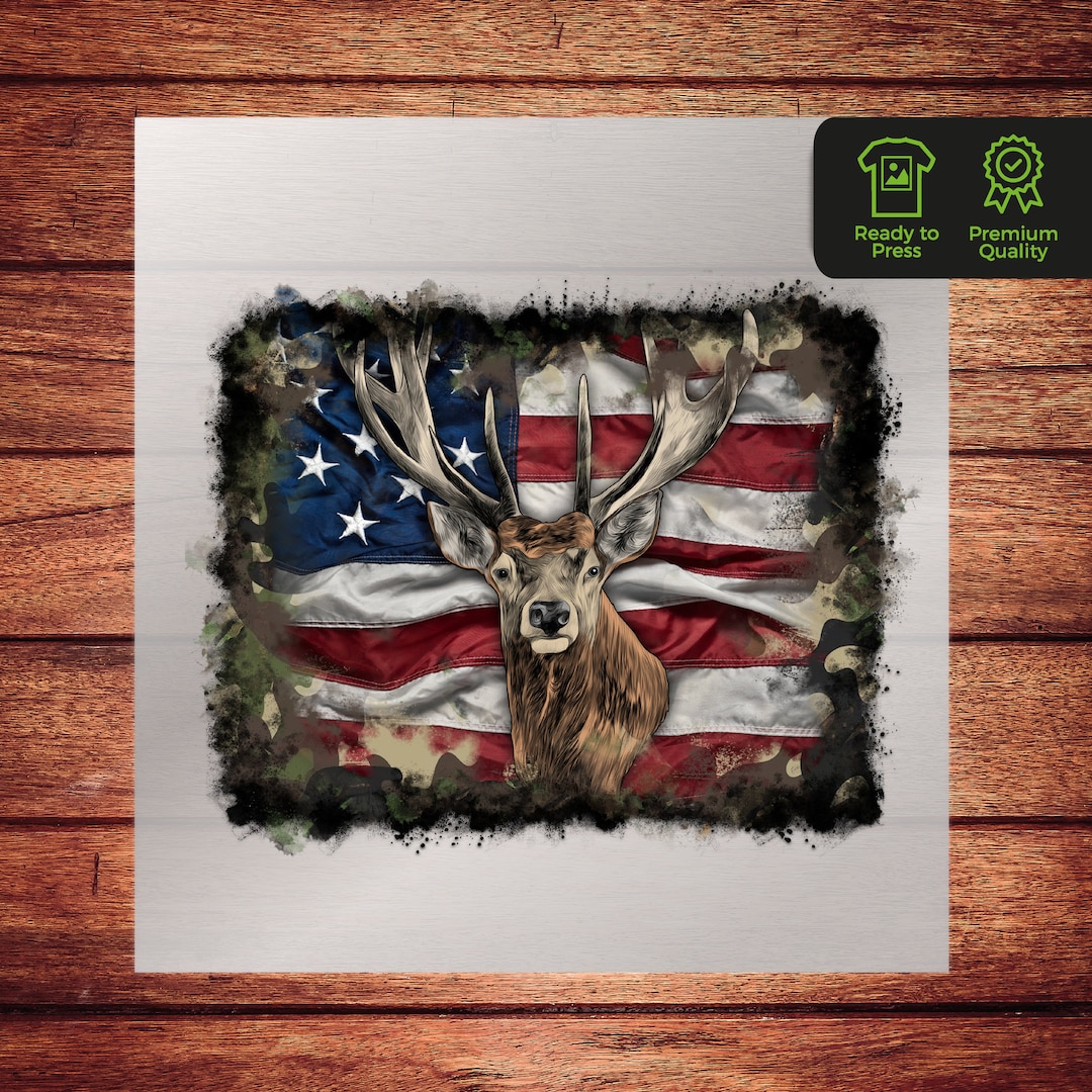 Hunting Deer DTF Transfer, American Flag Hunting T Shirt, Perfect ...