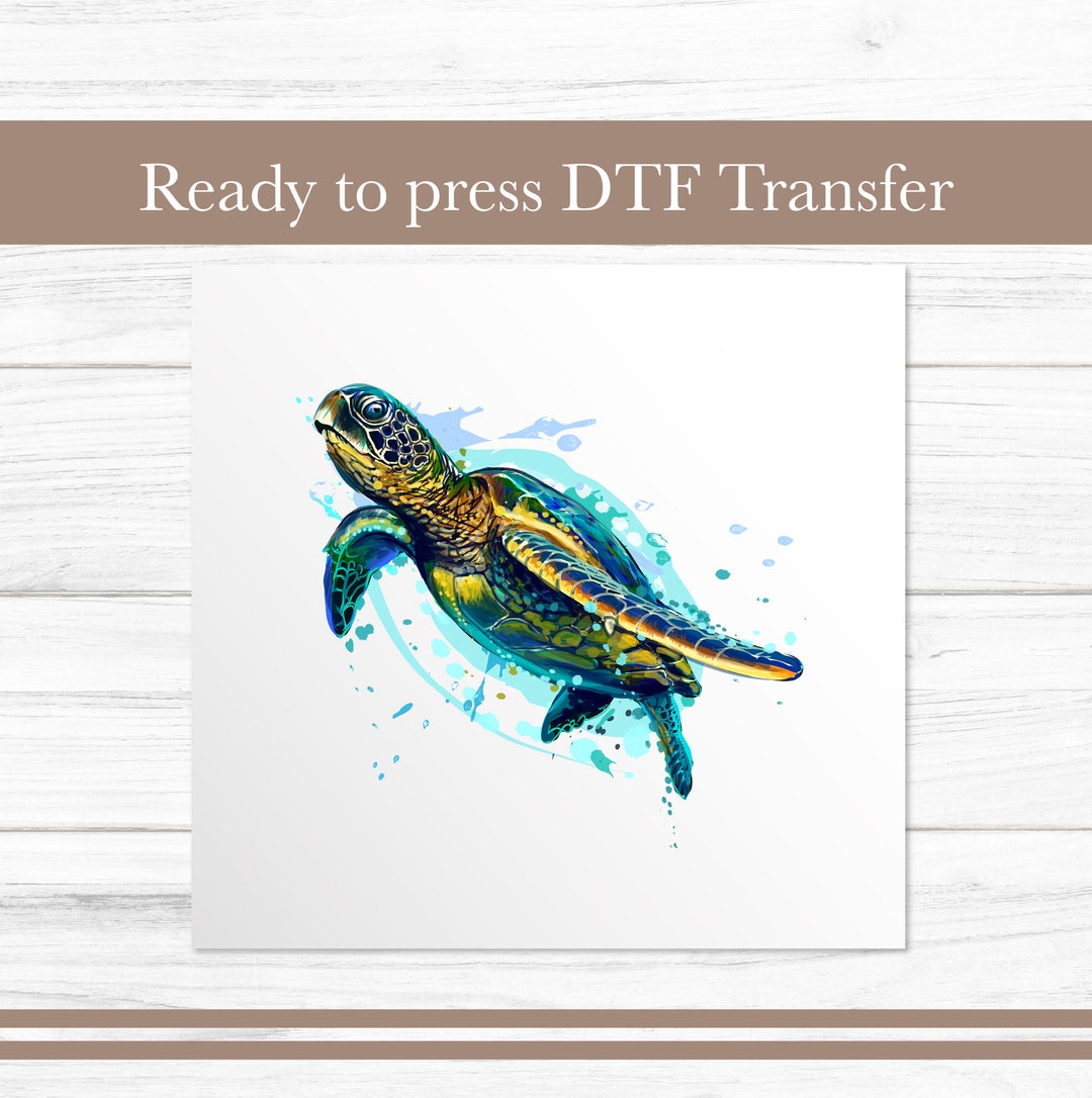 Sea Turtle DTF Transfer, Colorful Turtle Design for Apparel T Shirts ...
