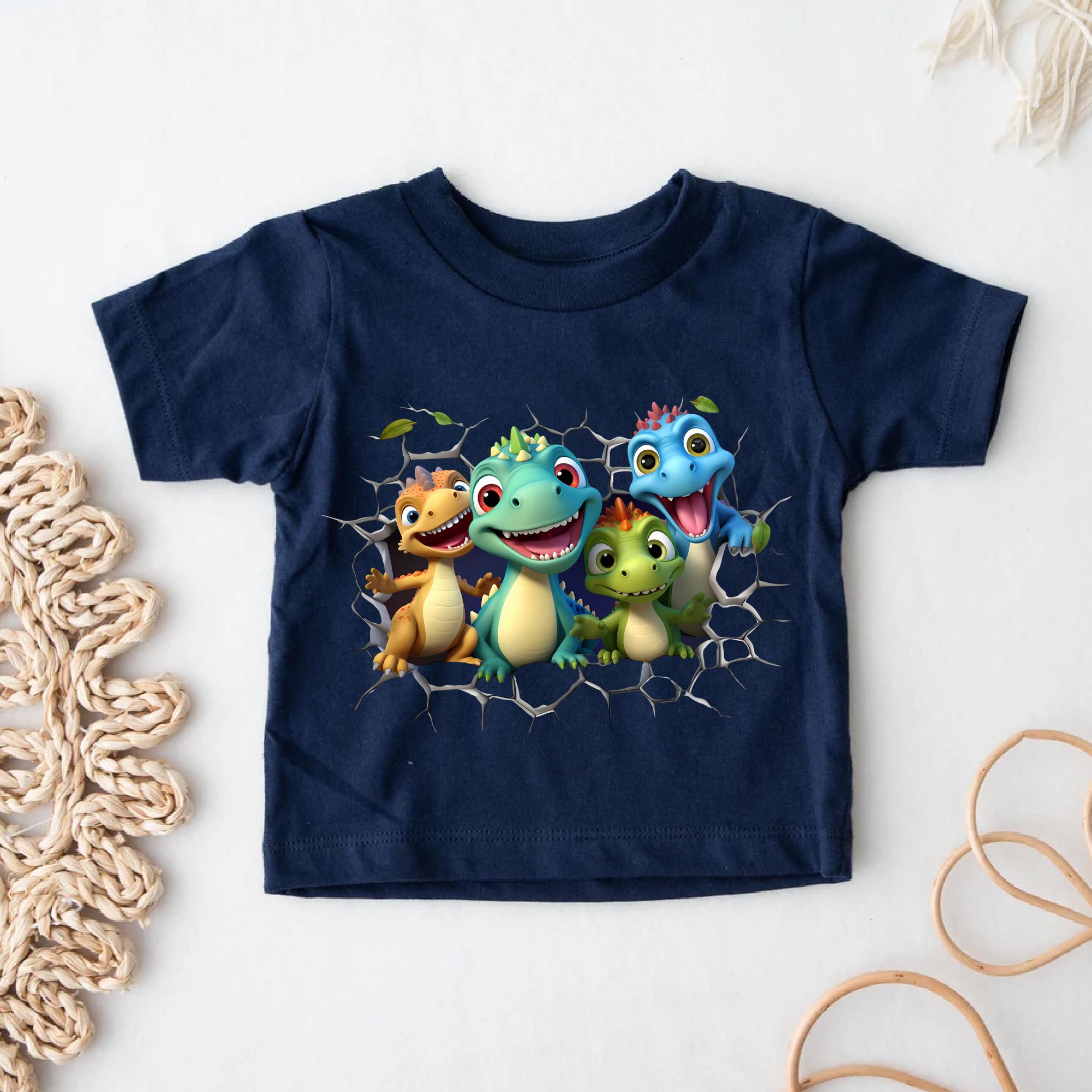 Cartoon Dinosaur DTF Transfer, 3D Dinosaurs Iron on Transfers Design ...