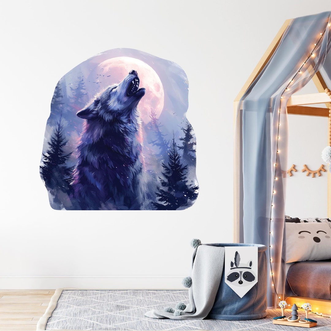 Magical Wolf Wall Art Decal - Animal Wall Decor - Howling at Dreamy ...