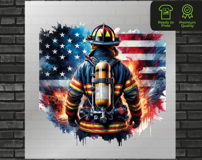 USA Flag Firefighter Patriotic Design DTF. Ready to Press, Heat ...