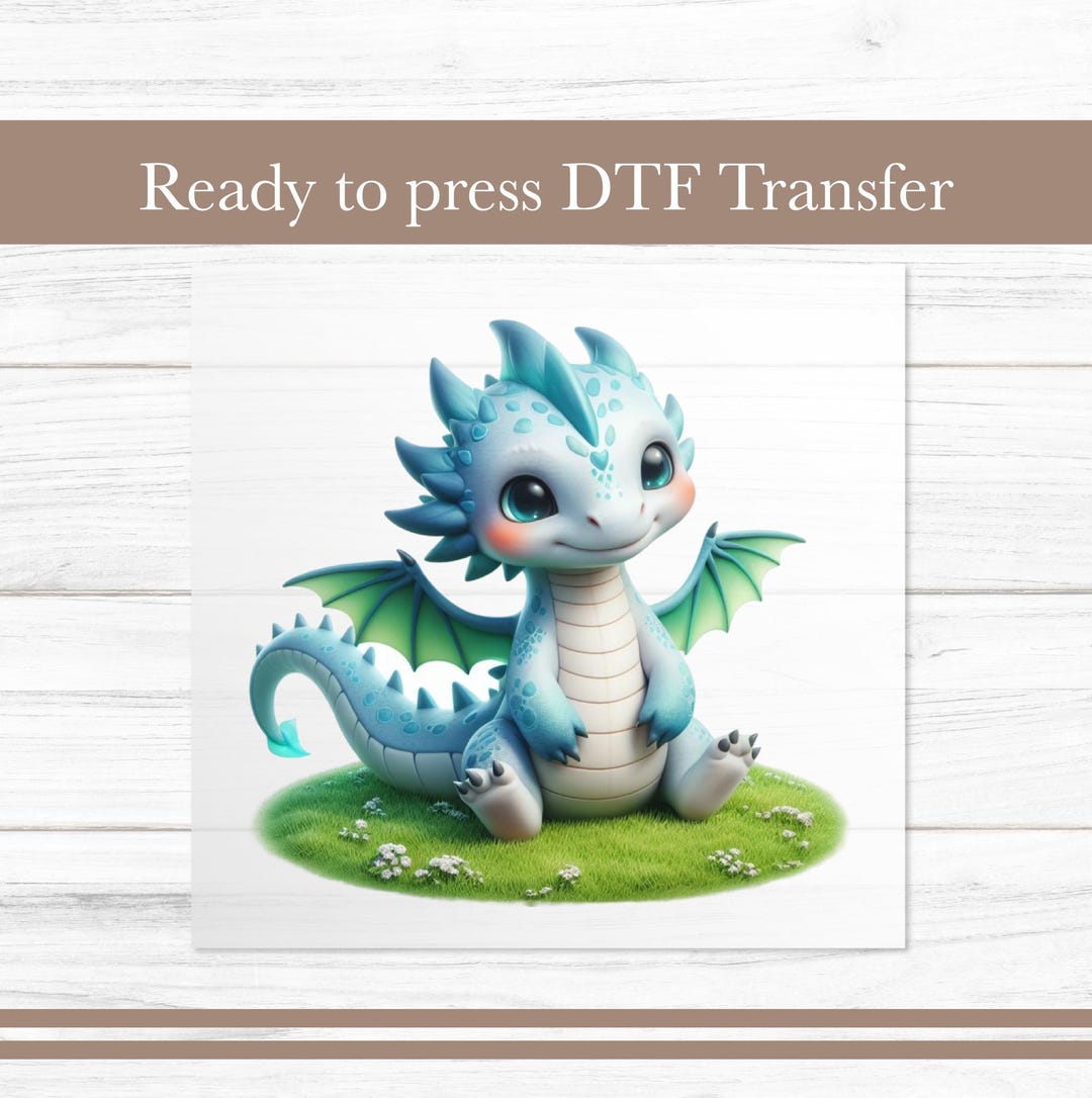 Baby Dragon DTF Transfer, Watercolor Ready-to-press Design for Kids ...