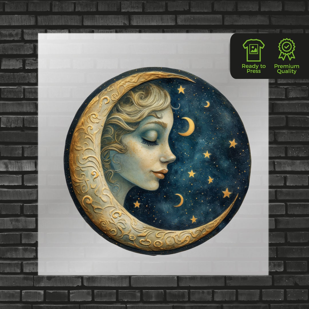 Moon DTF Transfer, Dreamy Moon Design, Ready-to-press Graphic for ...