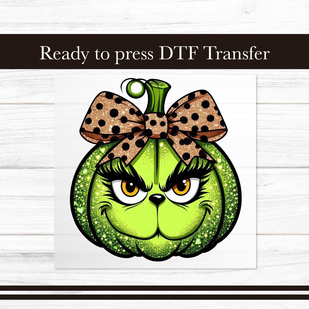 Green Pumpkin Coquette DTF Transfer, Fall Iron on Transfers Design ...