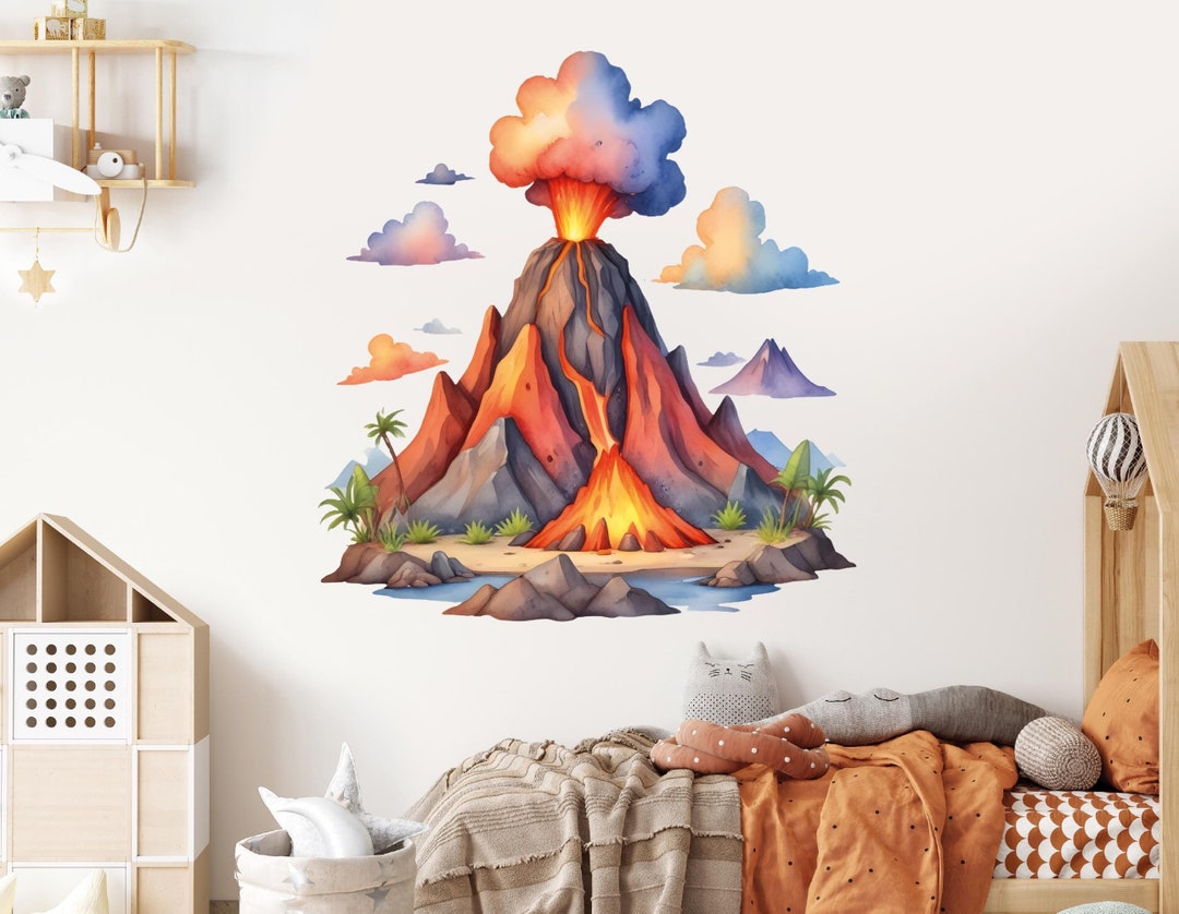 Volcano Wall Decal Dinosaurs Volcano Wall Decals Nursery Kids Bedroom ...