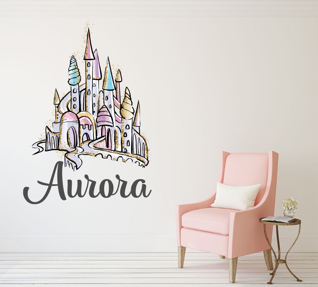 Castle Wall Decal Custom Name Wall Decals Princess Wall Decor Art Mural ...